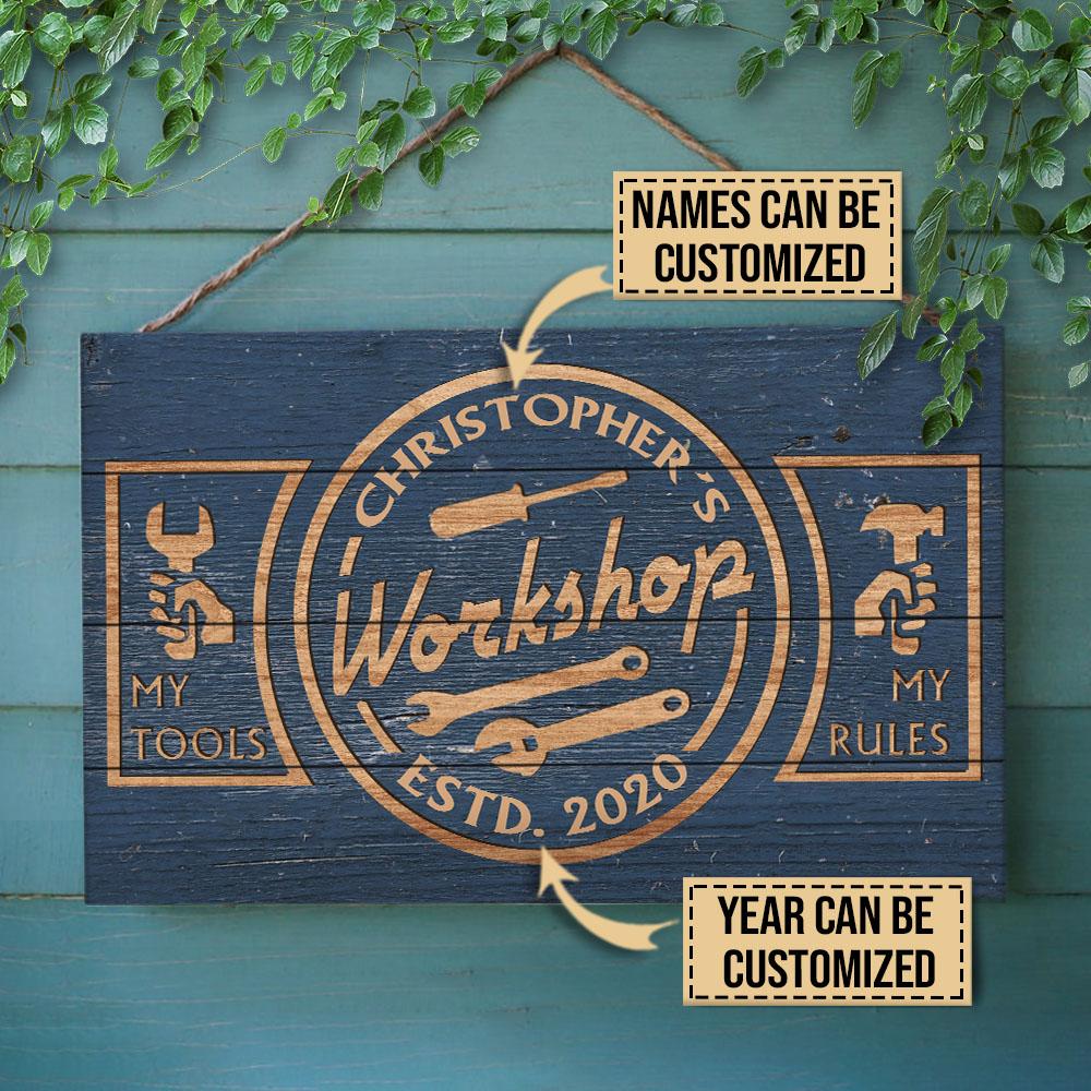 Personalized Mechanic Wood Sign Workshop My Tools My Rules - LuvinGift