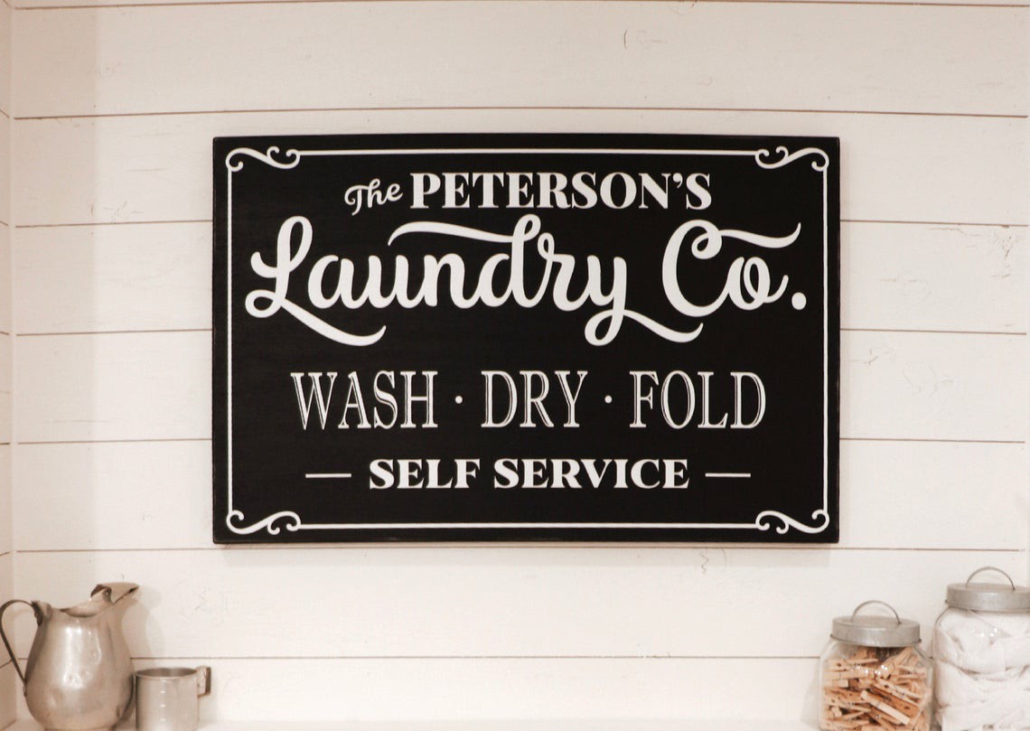 Personalized Laundry Metal Sign Wash Dry Fold - LuvinGift