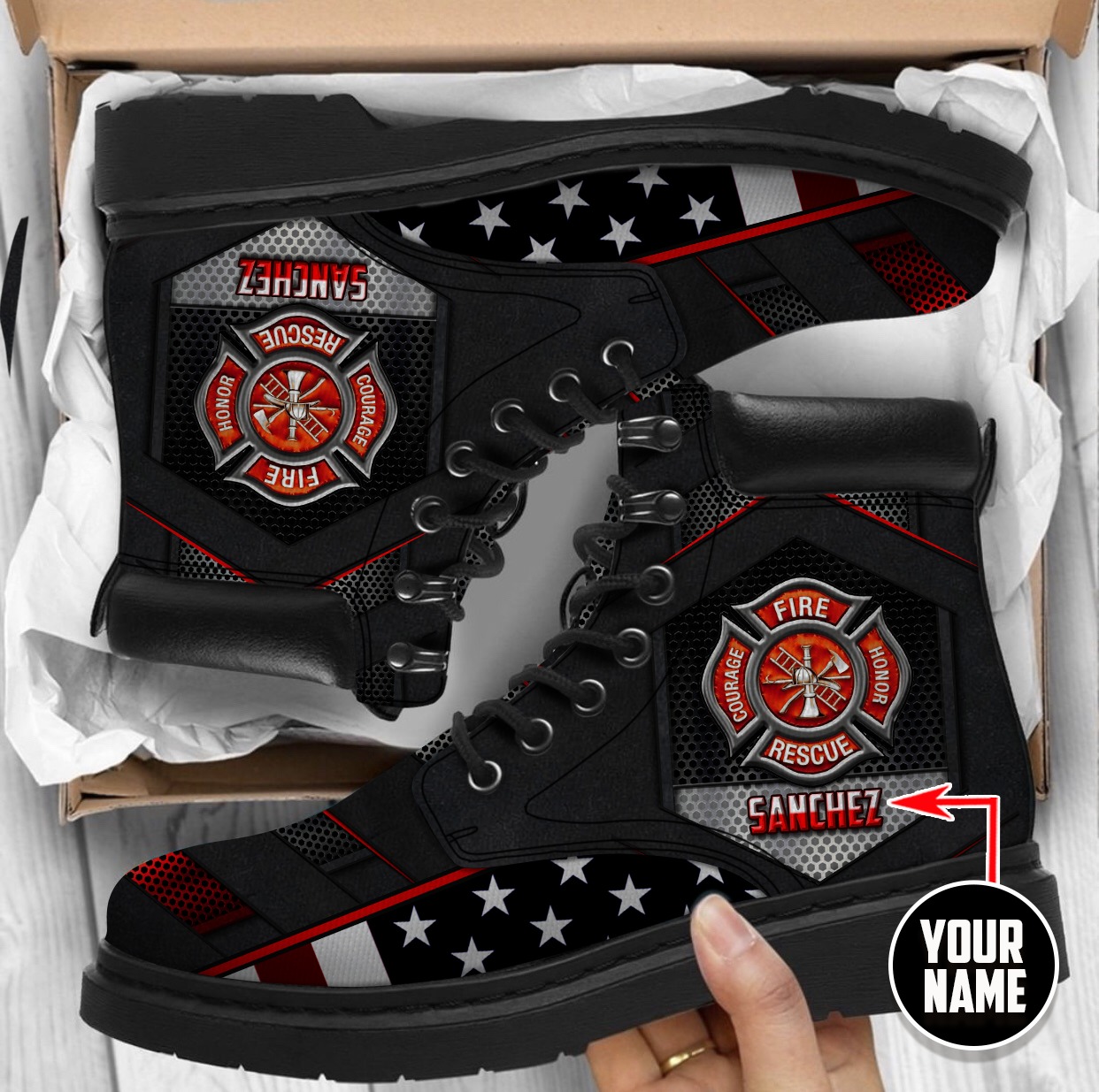 Custom Name Firefighter All Season Boots - LuvinGift