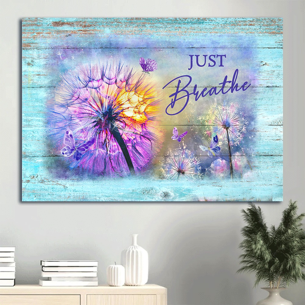 Jesus Landscape Canvas Just Breathe Canvas Colorful Dandelion Purple ...