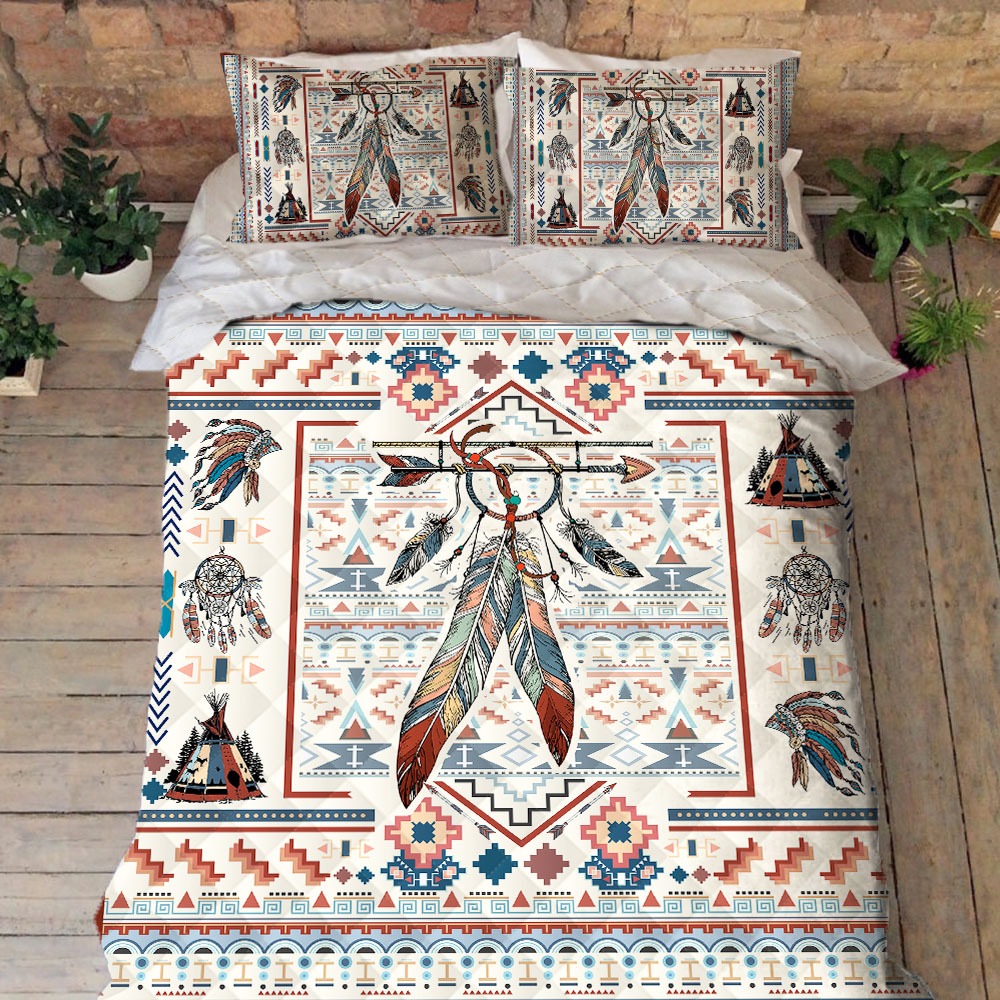 Color Feather Native American Quilt Bedding Set - LuvinGift