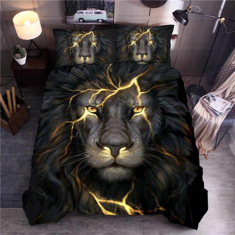3D Mighty Black Lion Bedding Set - LuvinGift