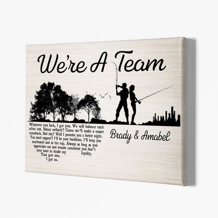 Personalized Fishing Couple Canvas We're A Team Fishing - LuvinGift
