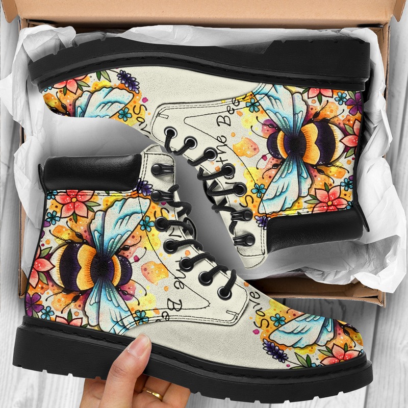 Bee All-Season Boots Save The Bees Bee Flower Watercolor - LuvinGift