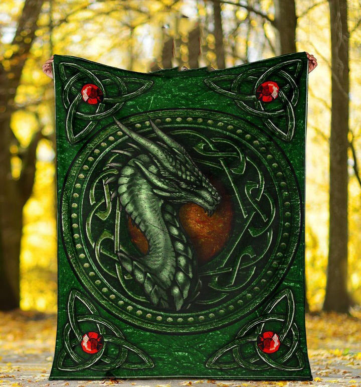 Celtic Dragon Blanket Dragon With Celtic Knot Green - LuvinGift