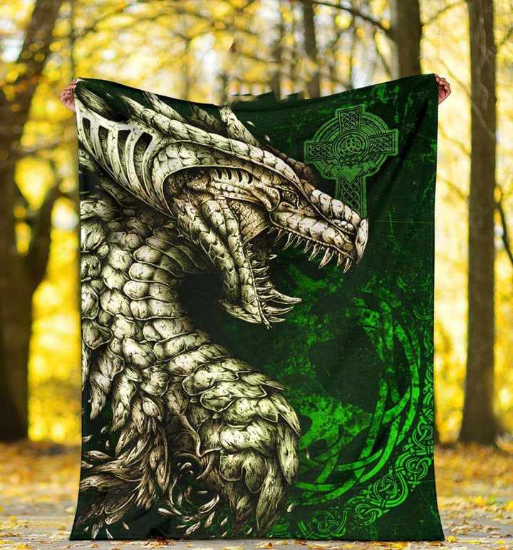 Ireland Celtic Blanket Dragon and Claddagh Cross - LuvinGift
