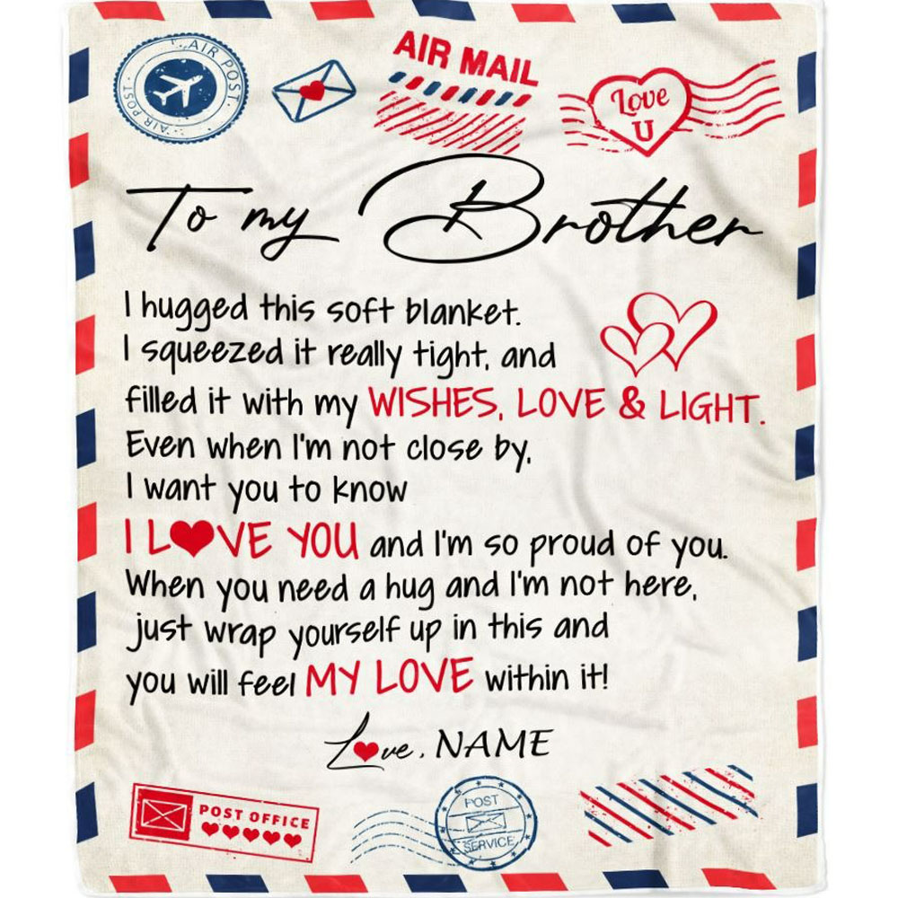 Personalized To My Brother Blanket From Sister Air Mail Letter I Love ...