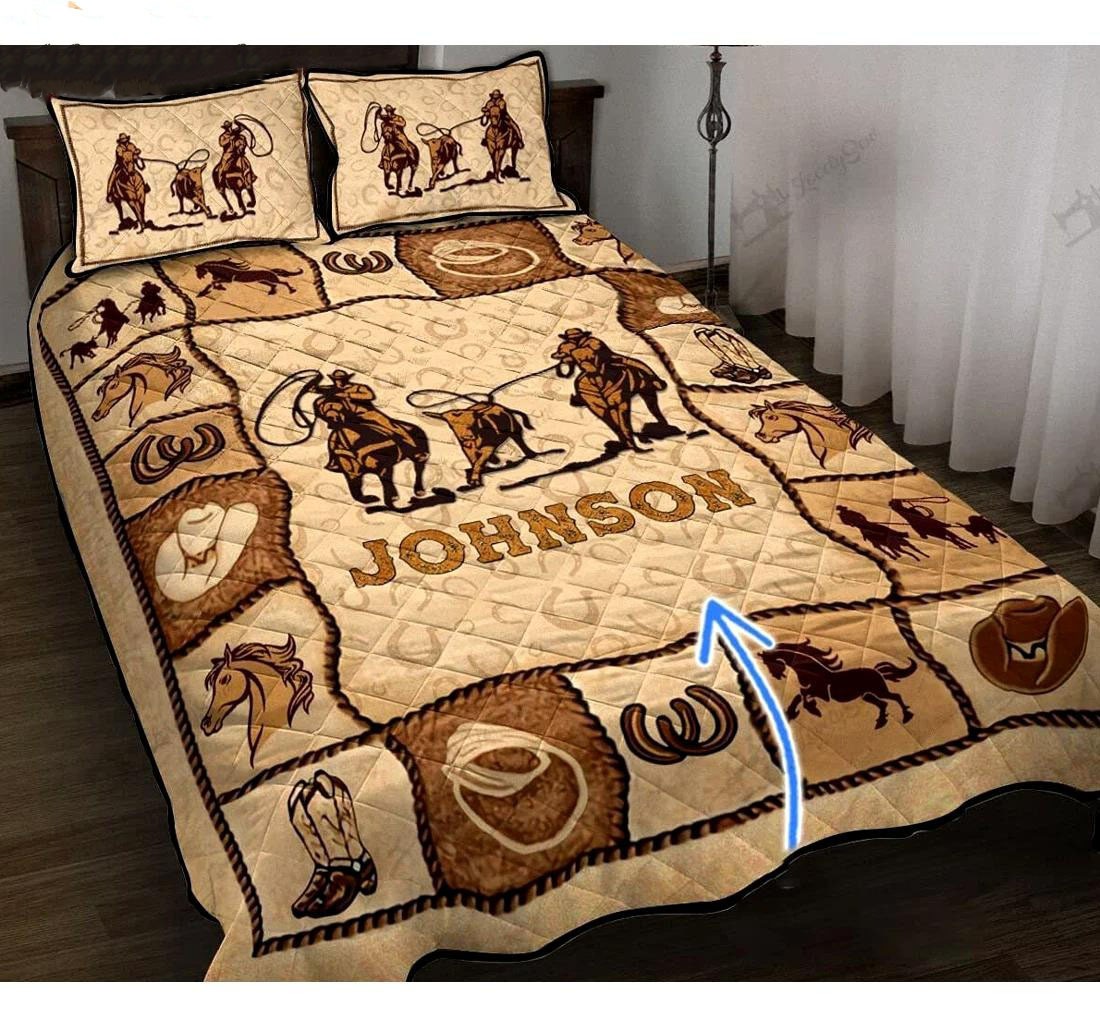 Personalized Horse Quilt Set Team Roping - LuvinGift