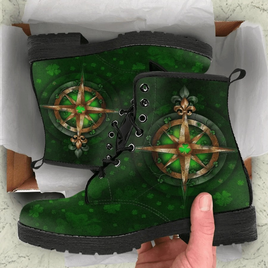 Irish Leather Boots Celtic Irish Compass Shamrock - LuvinGift