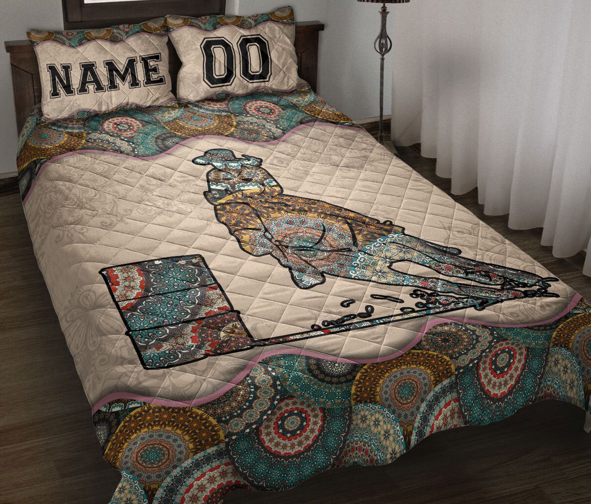 Personalized Barrel Racing Quilt Set Mandala Barrel Horse Racing Girl ...