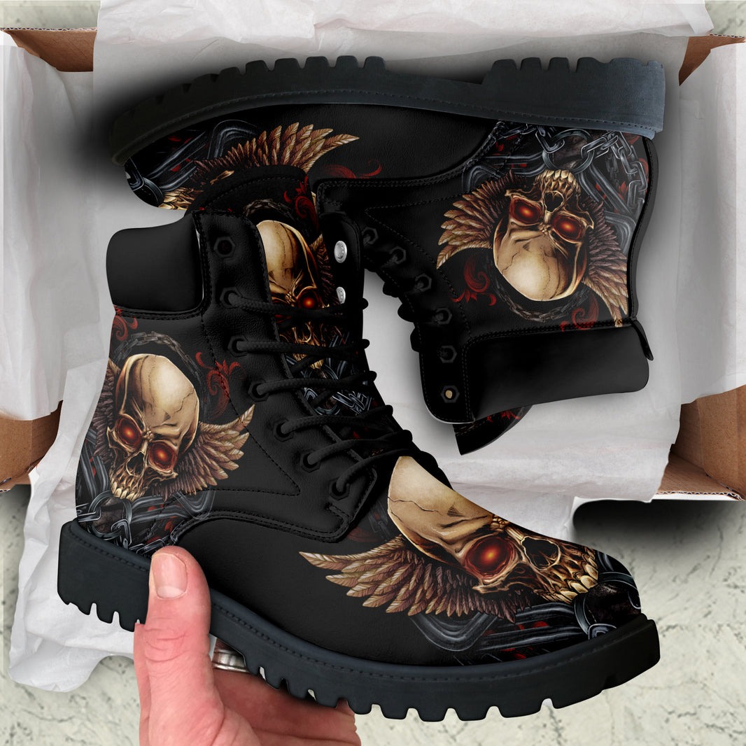Winged Skull All Season Boots - LuvinGift