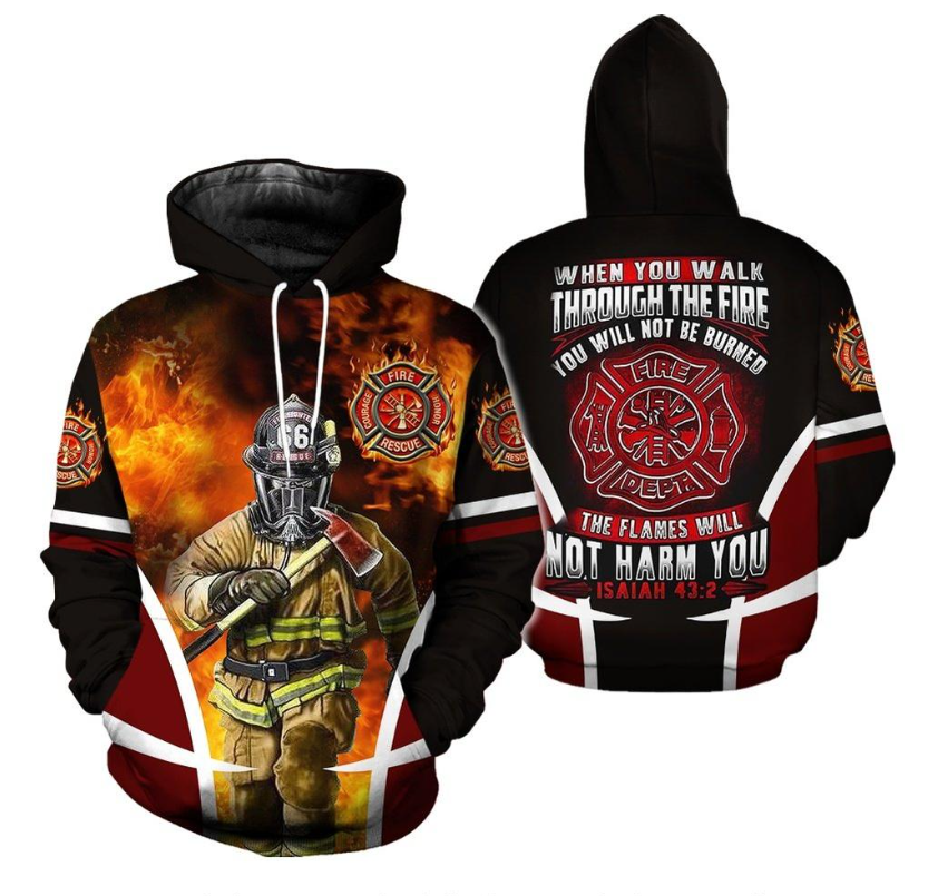 Firefighter 3D Hoodie When You Walk Through The Fire - LuvinGift