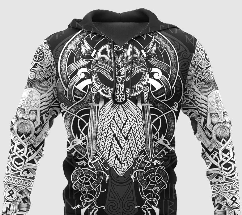Viking 3D Hoodie Vikings Odin Tattoo - LuvinGift